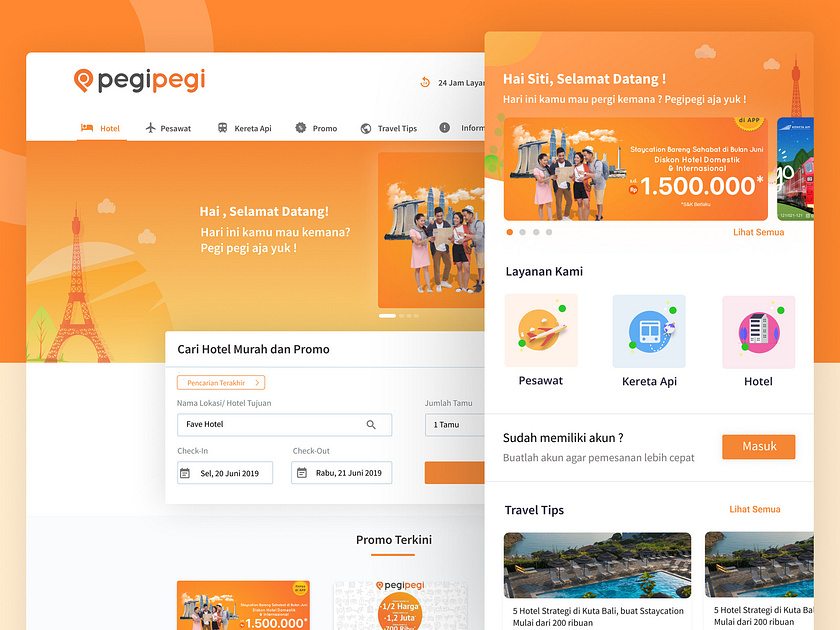 Redesign Homepage Pegipegi versi Mobile and Website by SITI NORAIKA on ...