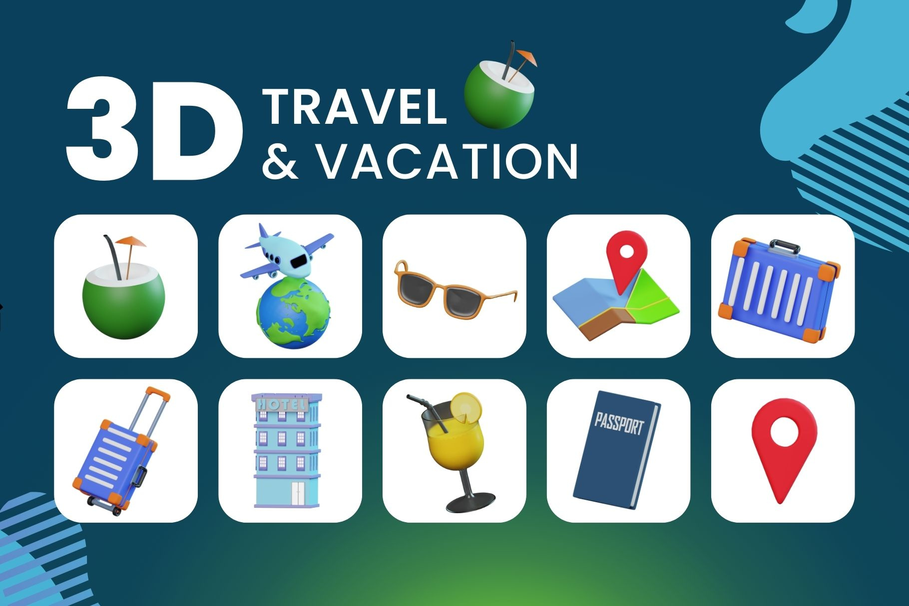 Travel & Vacation - 3D Illustration by Katsu Design on Dribbble