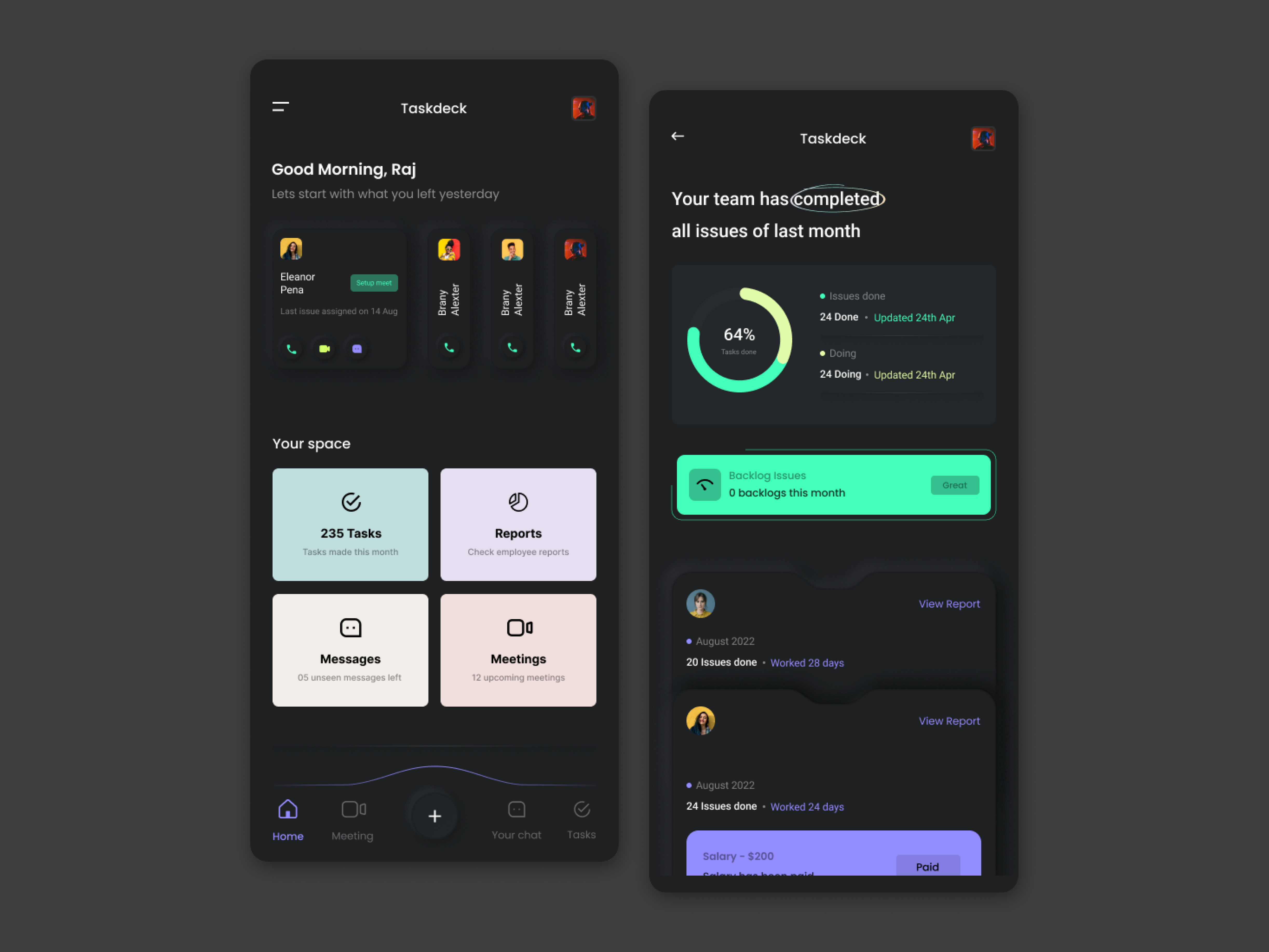 Mobile design - Team management app by Raj Singh on Dribbble