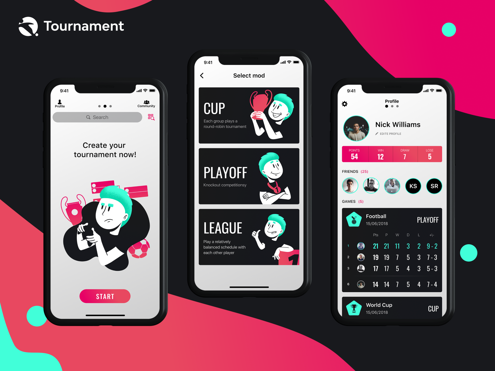 Tournament Mobile App by Oleh Mostipan on Dribbble