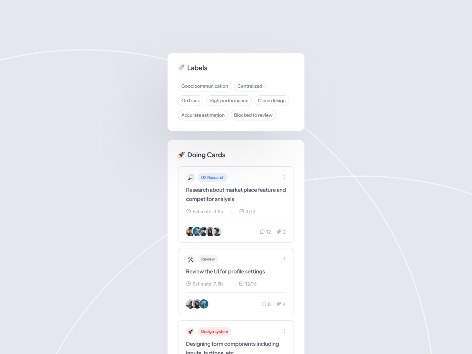 Profile cards in tasks manager by Sadegh Parizad on Dribbble