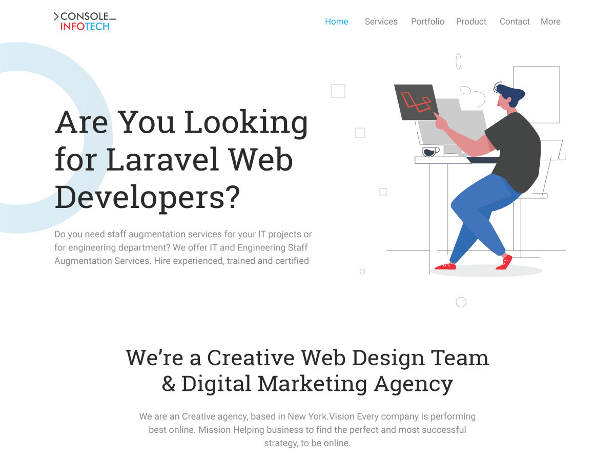Laravel Staff Agumentation Landing Page Design by Console Infotech on ...