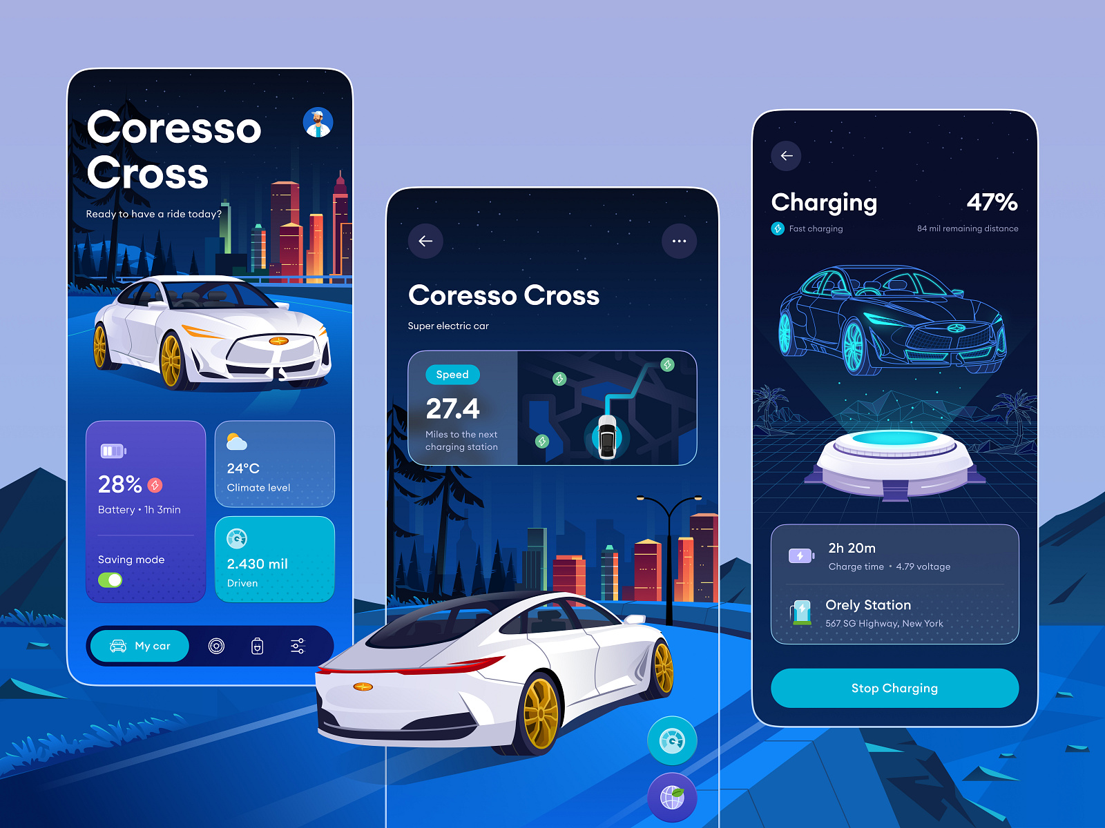 Electric Car Mobile App Design by Budiarti R. for Orely on Dribbble