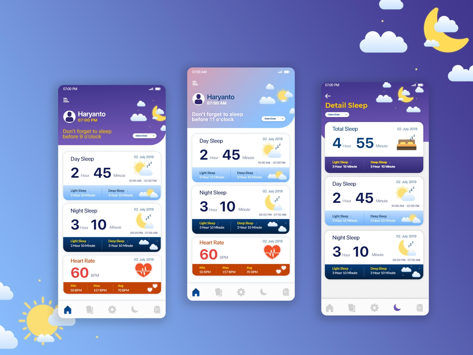 Sleeping UI by Jehan Sangkakala on Dribbble