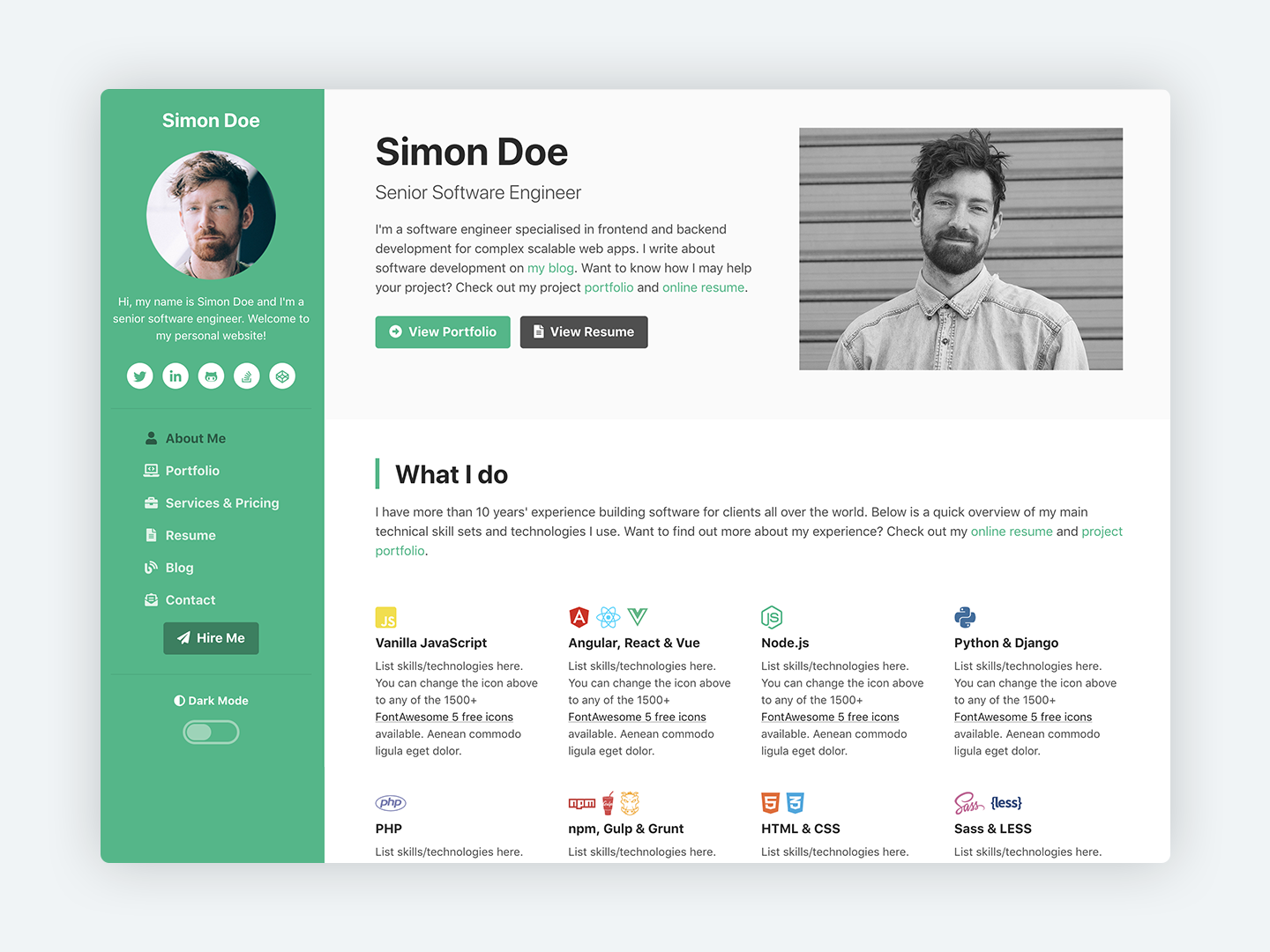 Devcard - vCard & Portfolio Template for Software Developers by ...