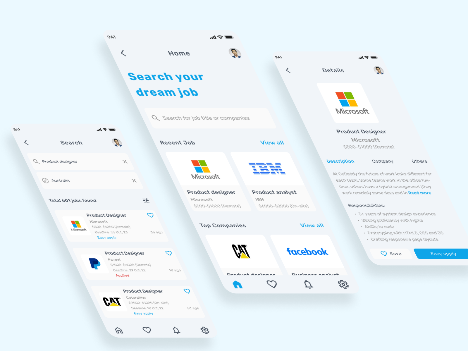 Job Finder Mobile App by Akanda Hasan 👋 on Dribbble