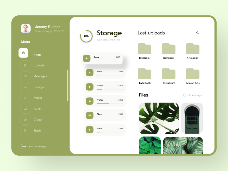 Storage Dashboard - Clean UI by Ruslan Bakhar on Dribbble