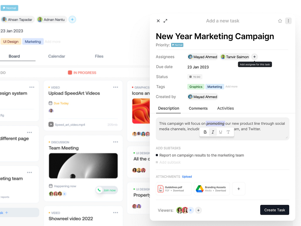 Task Management Web App | Create task by Ofspace SaaS for Ofspace on ...