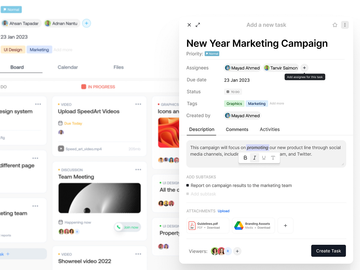 Task Management Web App | Create task by Ofspace SaaS for Ofspace on ...