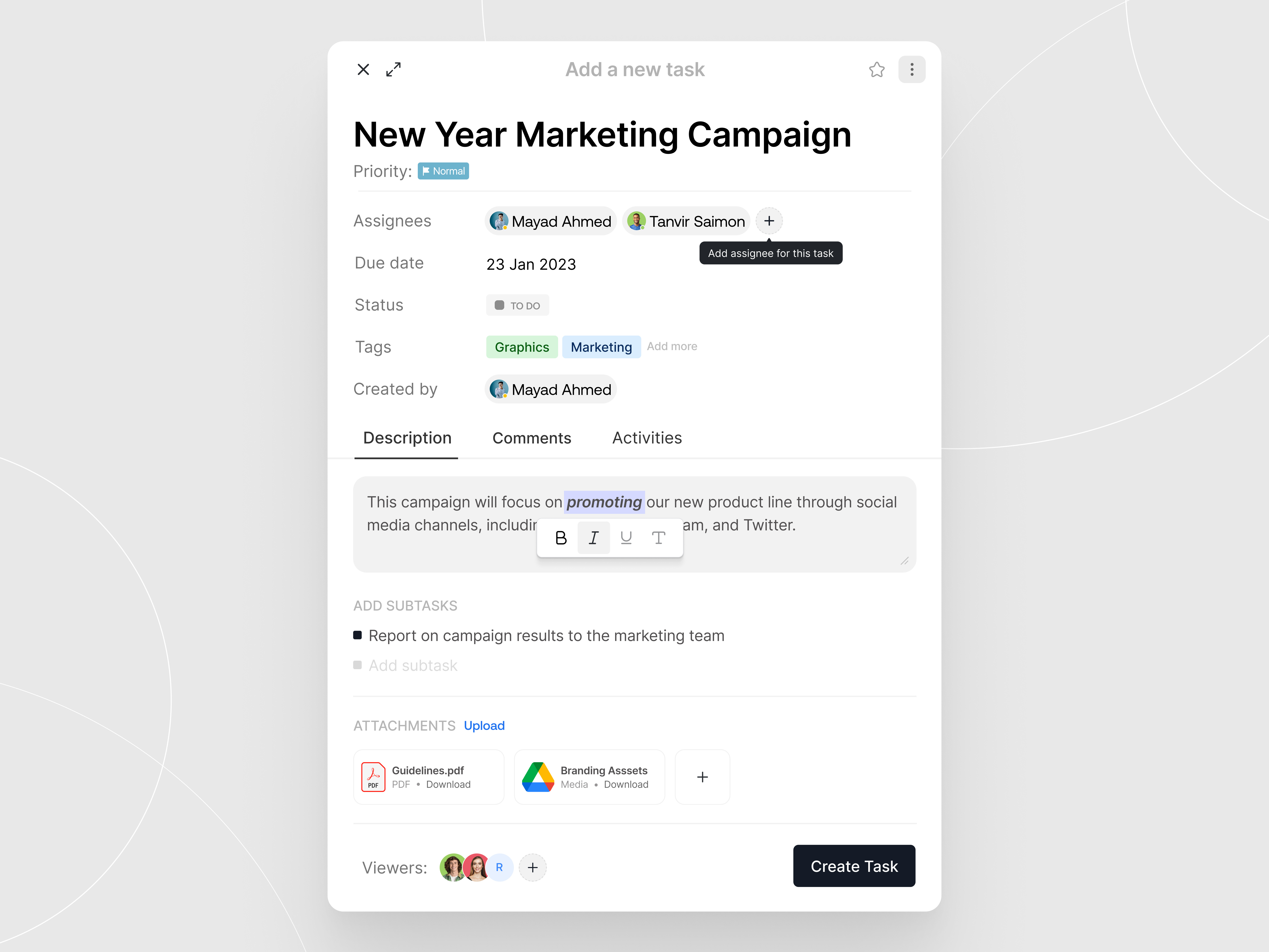 Task Management Web App | Create task by Ofspace SaaS for Ofspace on ...