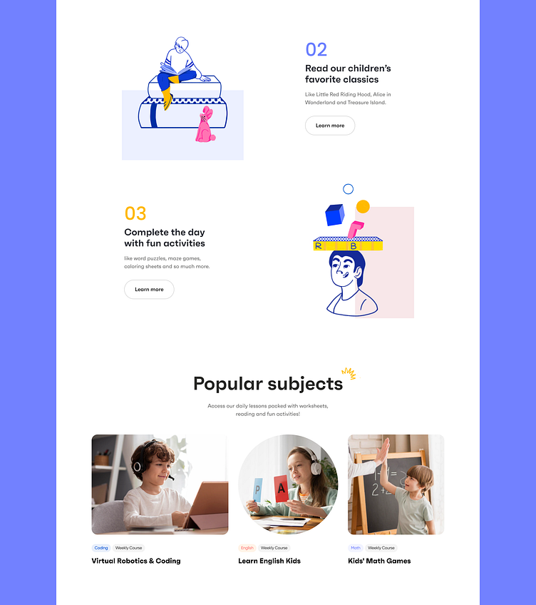 Kids Learning - Website design for children's online courses by ...