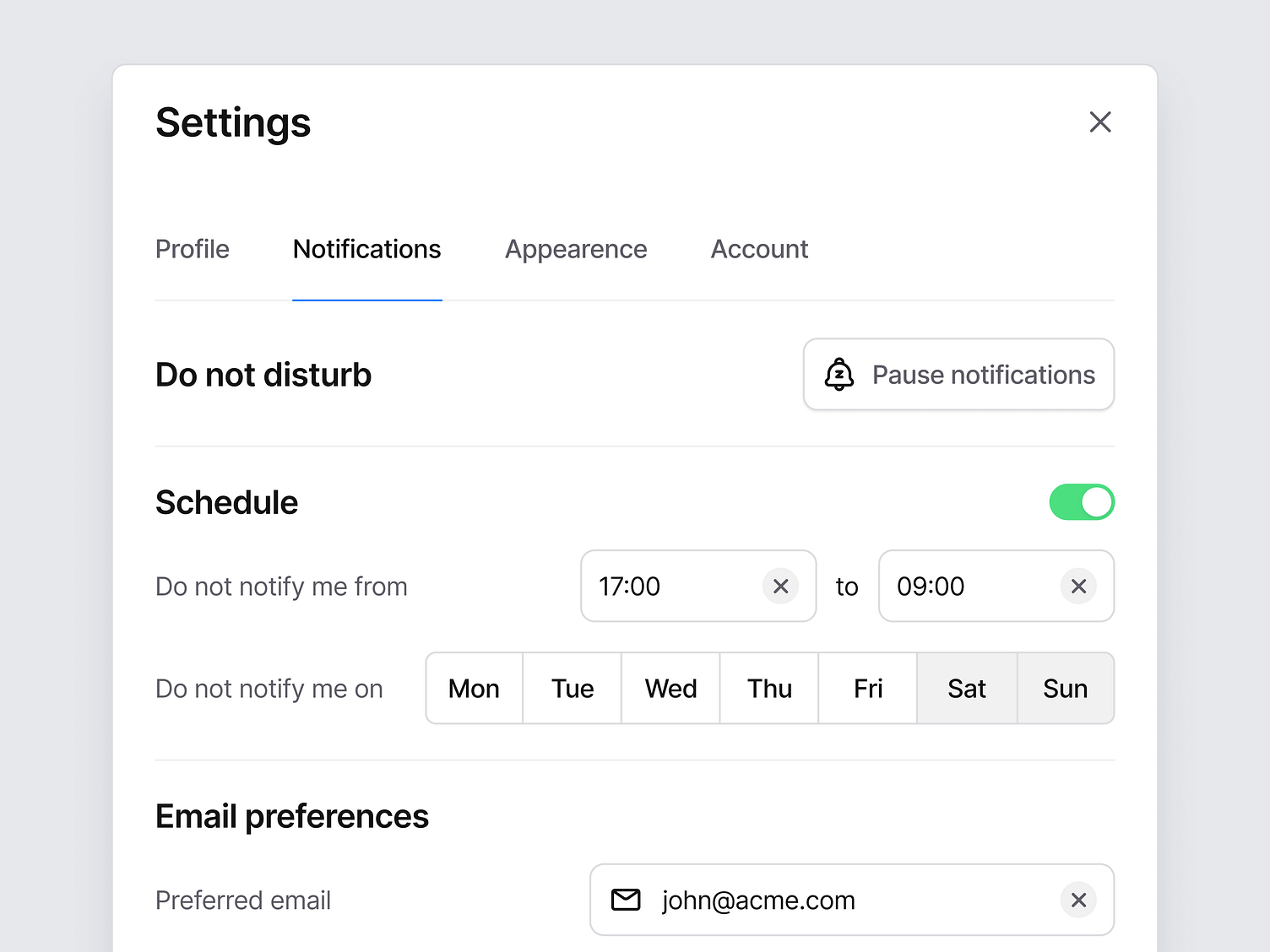 Account settings - Modal component by Vasile Labici on Dribbble