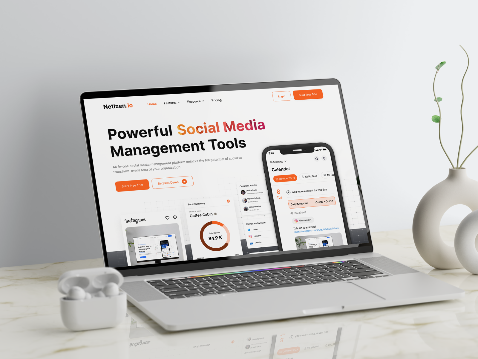 Netizen.io - Social Media Management Landing Page by Zaim Maulana for ...