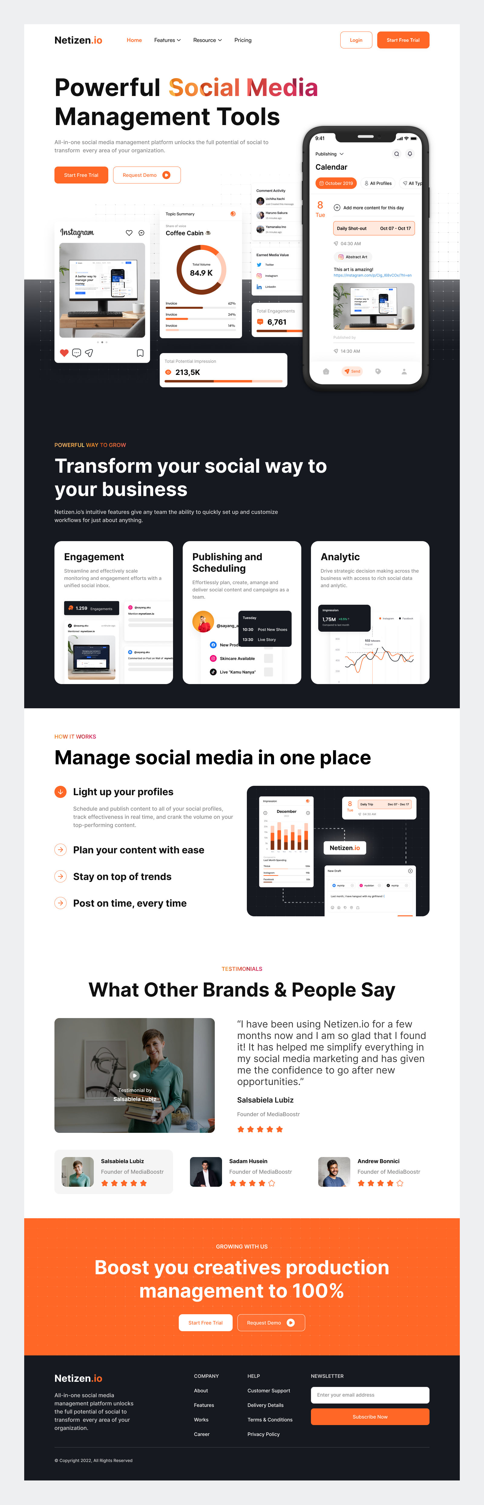 Netizen.io - Social Media Management Landing Page by Zaim Maulana for ...