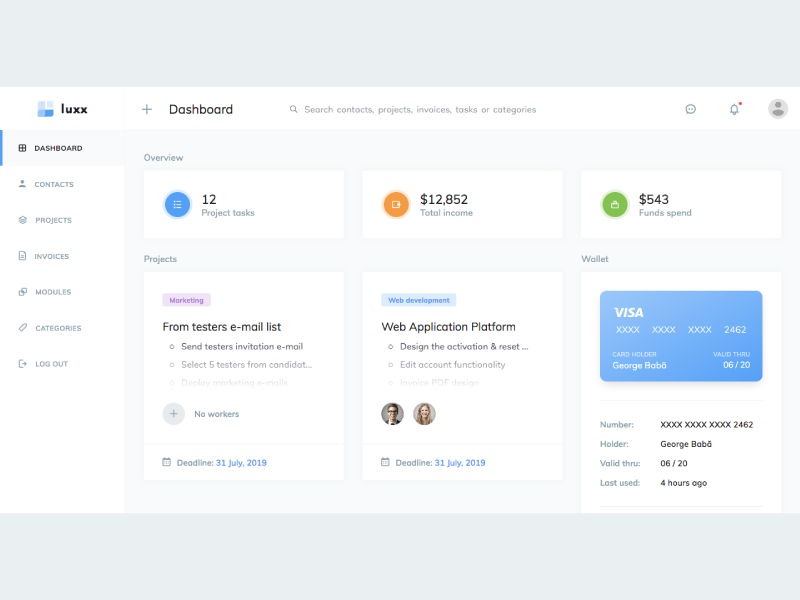 Project Management System Dashboard UI Design by George on Dribbble