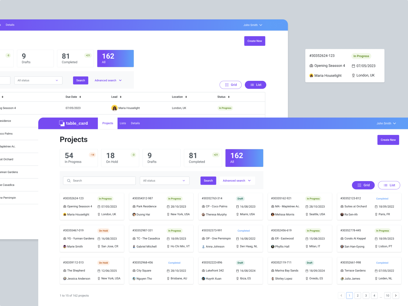 Table switching between list view and grid view by Helena Lozano for ...