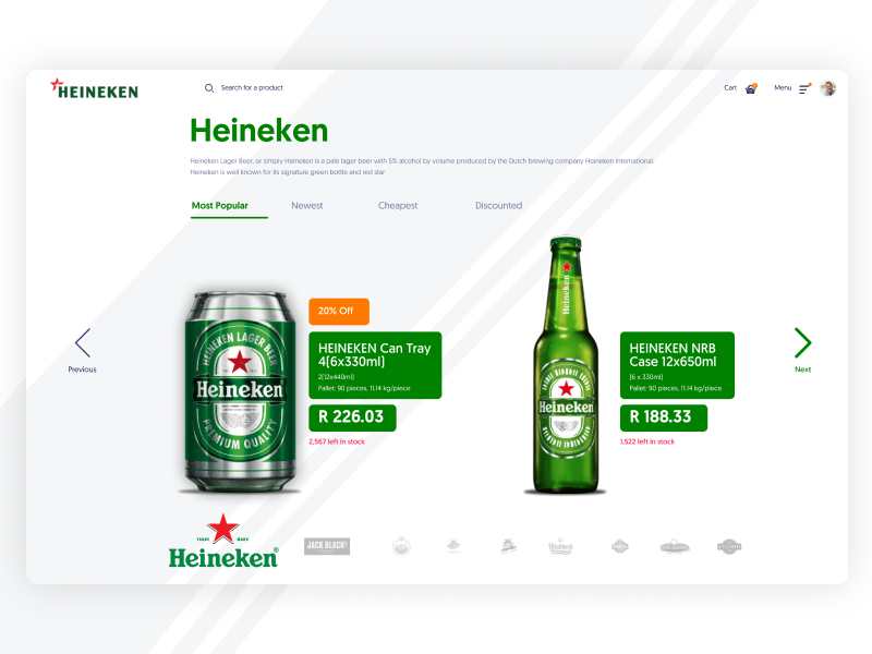 Heineken e-Commerce Dashboard by Mr.Q on Dribbble