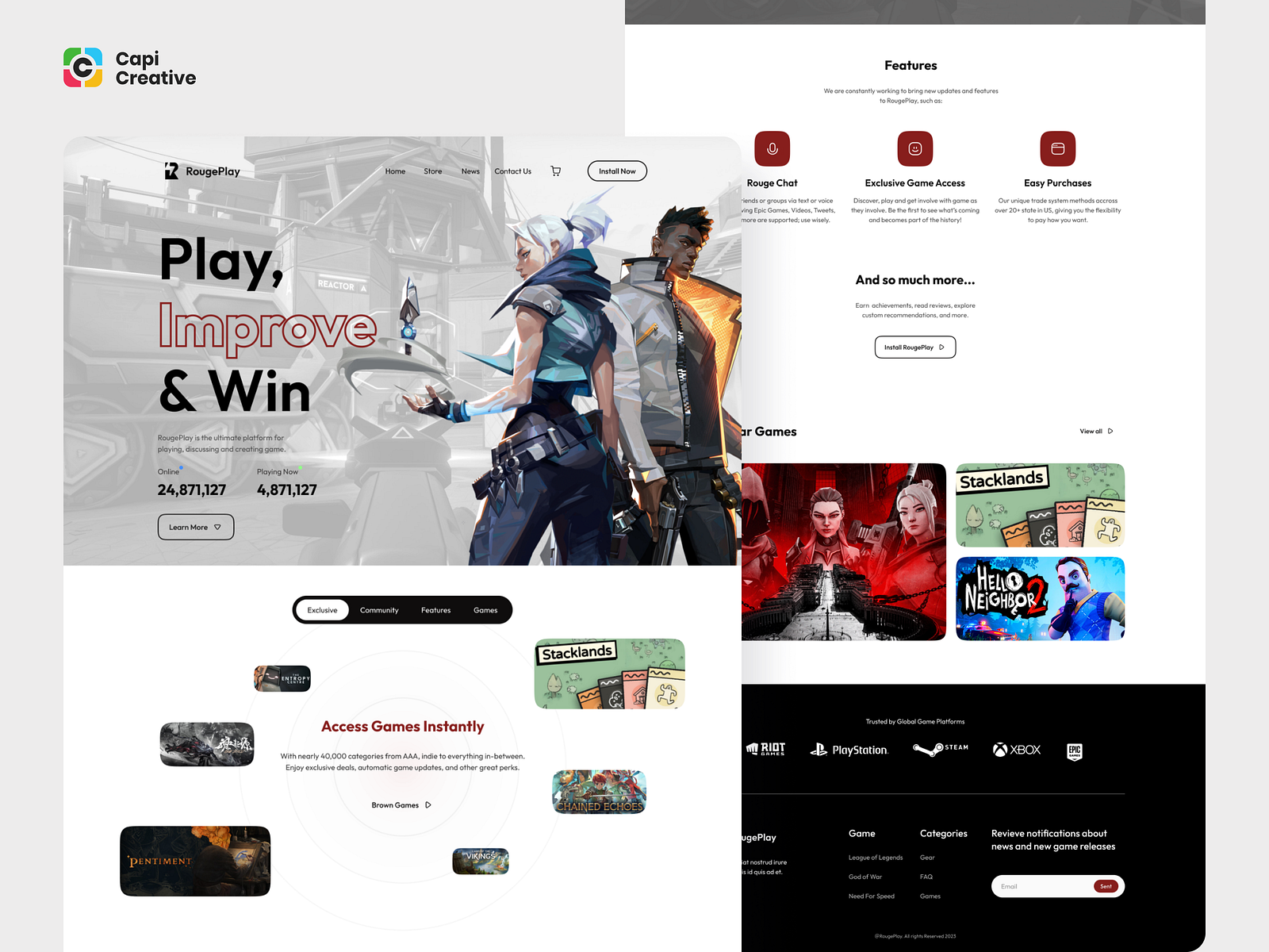 Game Landing Page Design Concept by Capi Product on Dribbble