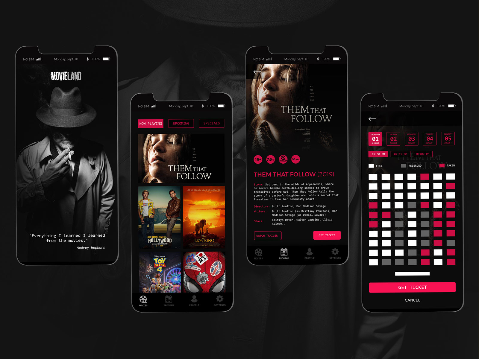Movie theater mobile app UI design concept 🎥 🍿 by Zeljka Mitrovic on ...