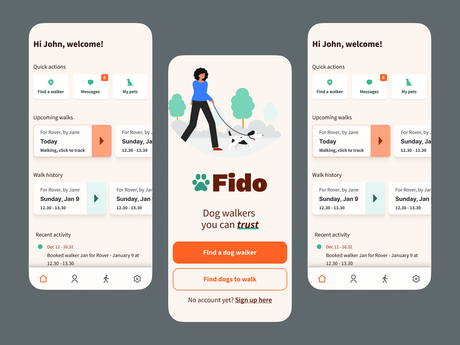 Fido, dog walking app by Matt Naus on Dribbble