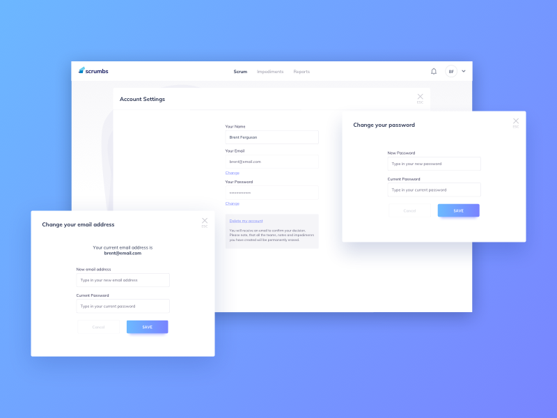 Account Settings UI Design | Scrumbs by Ildiko Gaspar on Dribbble