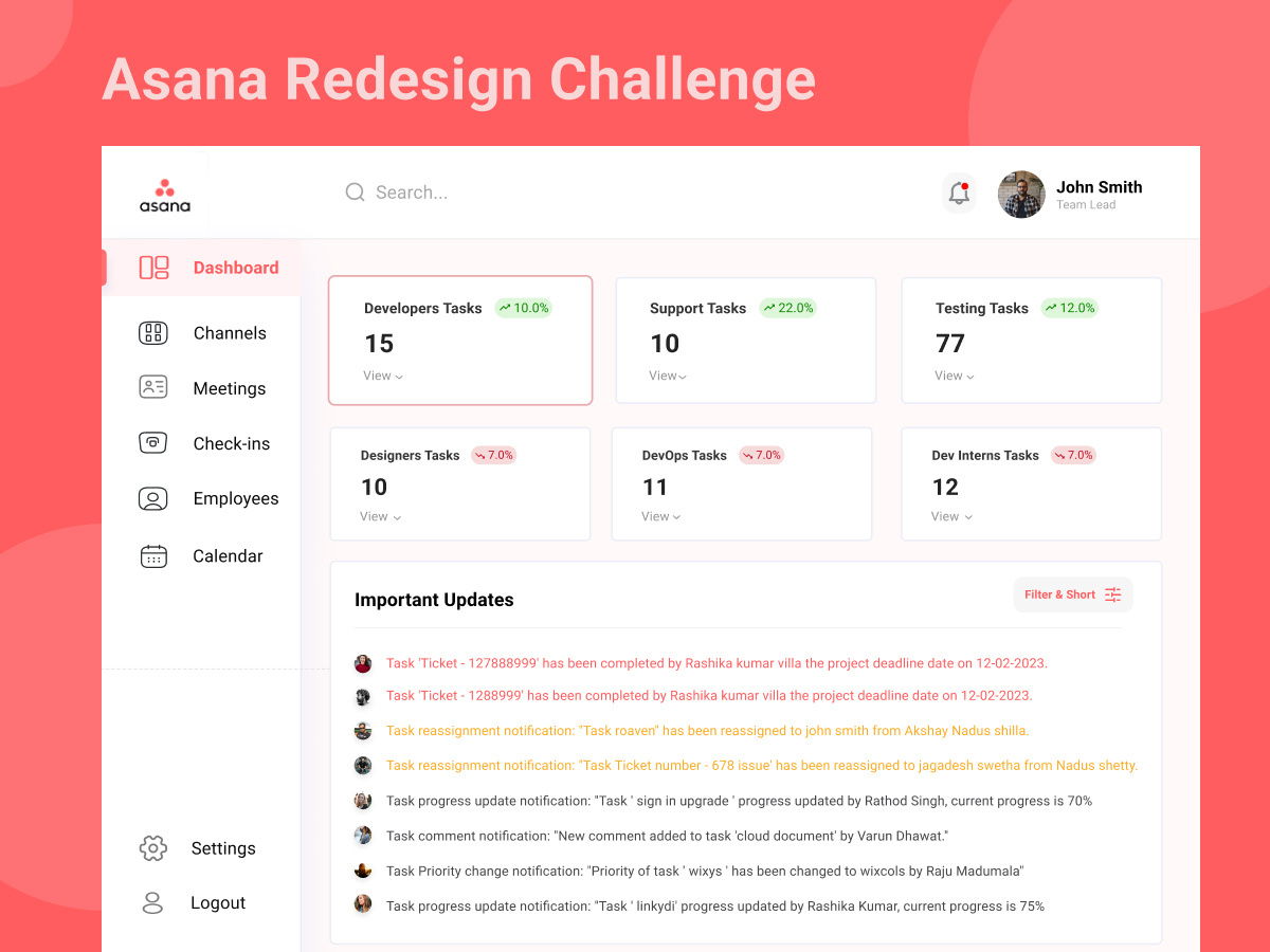 Asana Redesign Challenge by Sowdhamini Chodavarapu on Dribbble