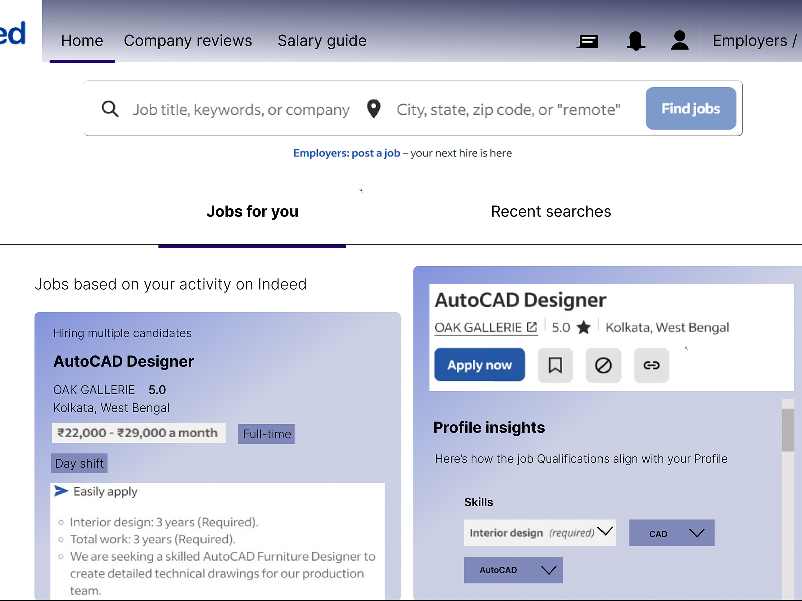 indeed redesign by Srijani Mukherjee on Dribbble