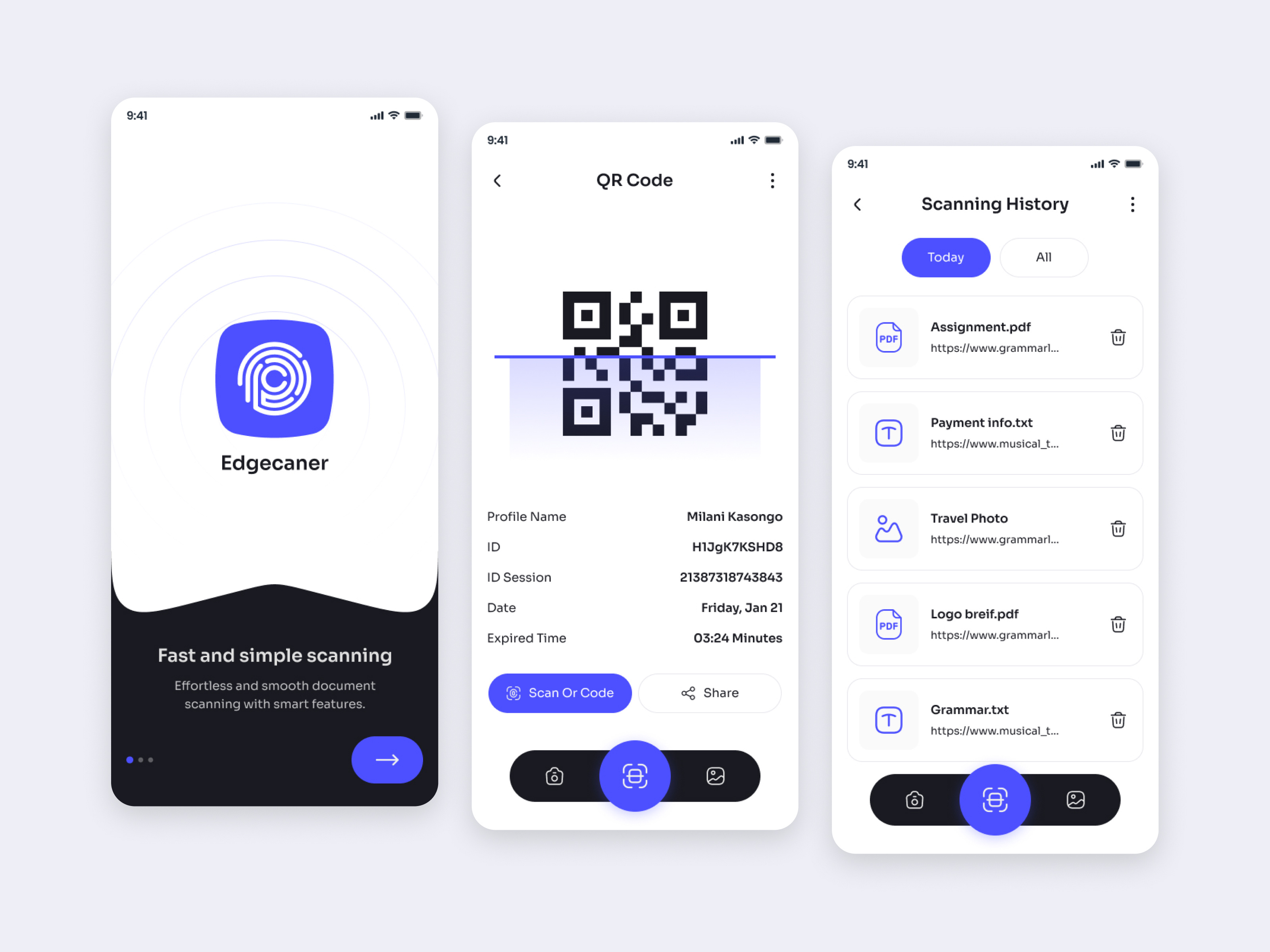 Scanner Mobile App Design by Pranto Kumar Pashi for SpineEdge Studio on ...