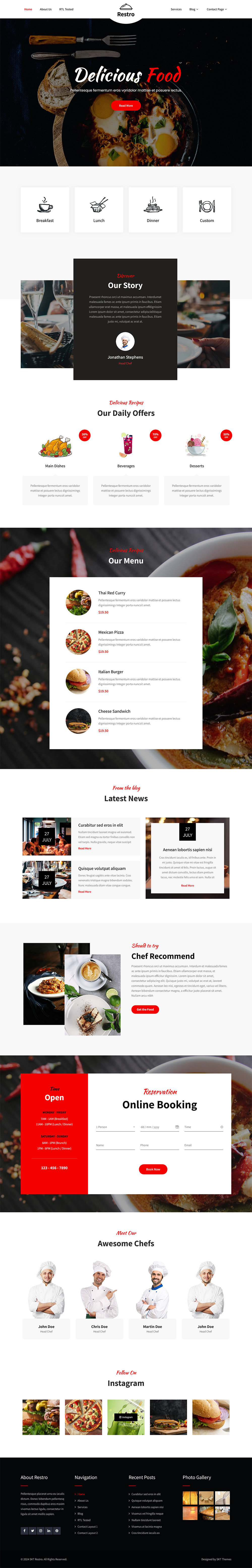 Restro - Cafe and Restaurant WordPress Theme by SKT Themes on Dribbble