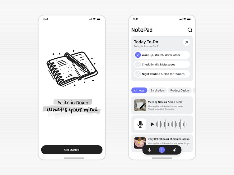 Minimalistic note taking app design by Sohag Islam on Dribbble