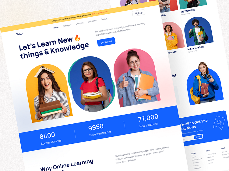 e-learning Website Homepage-Tutor by Foysal for PageX on Dribbble