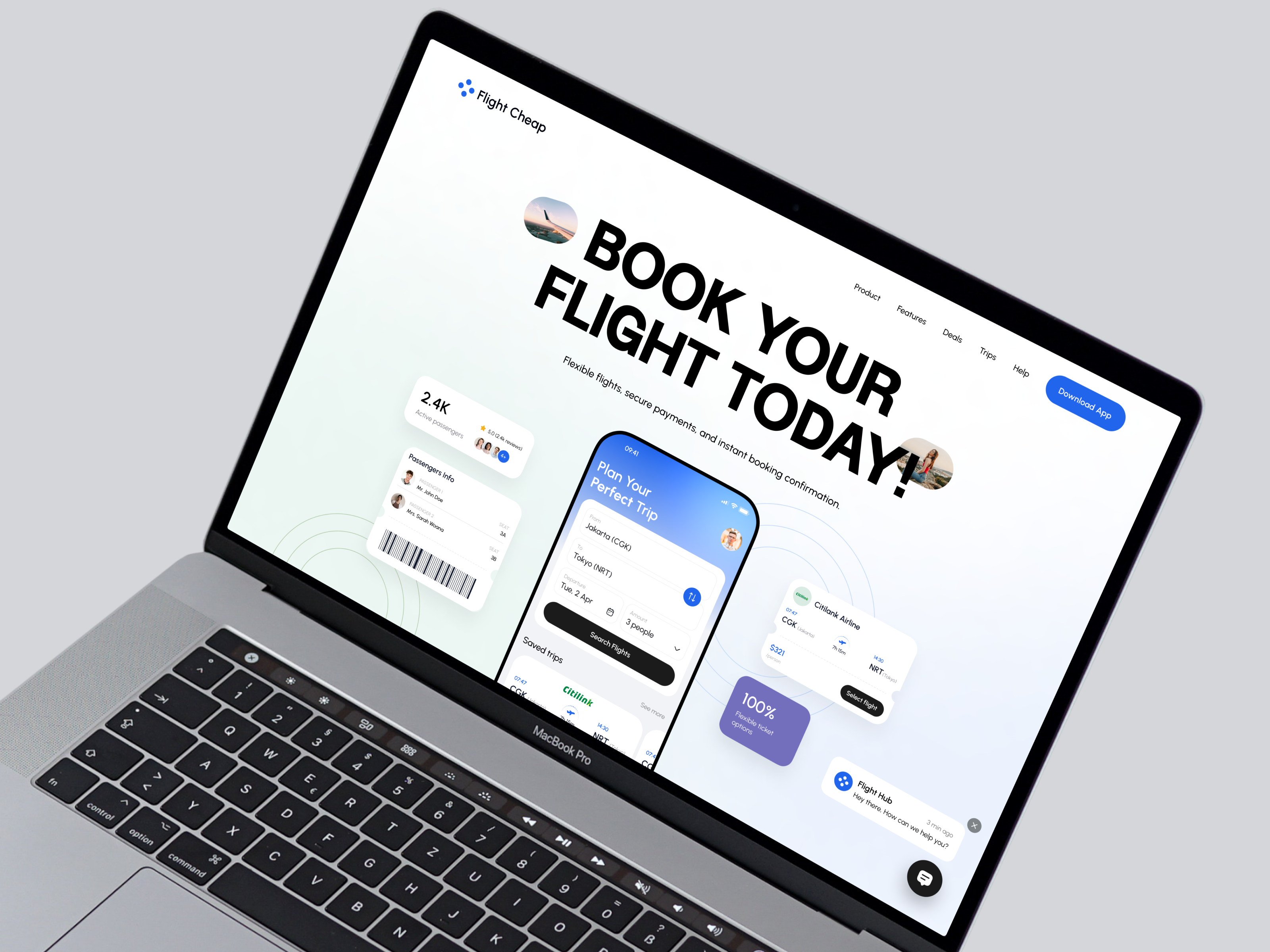 Modern Flight Booking Landing Page by Budiarti R. on Dribbble
