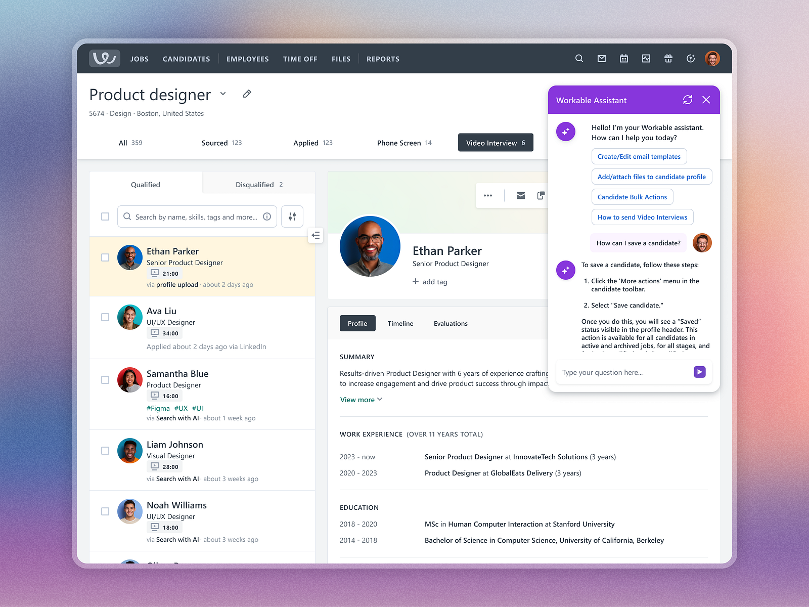 Workable Assistant by Stefania Kouzeli for Workable on Dribbble