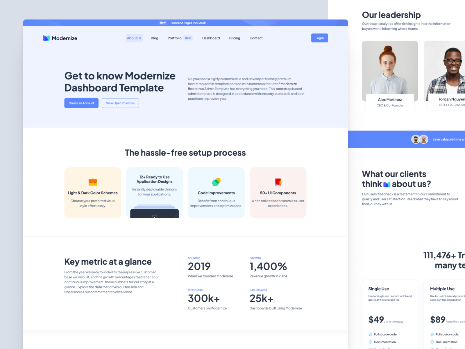 About Us Page Design from Modernize Template by AdminMart on Dribbble