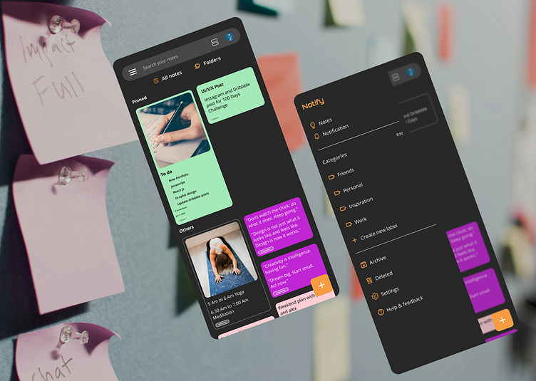 🗒️ Day 44 of #100DaysOfDesign – Note-Taking App UI by Srilatha on Dribbble