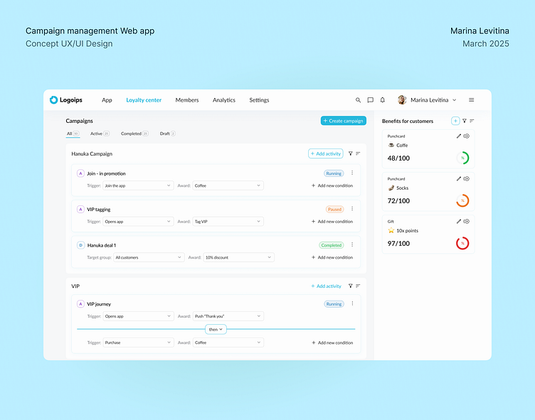 Campaign Management System by Marina Levitina on Dribbble