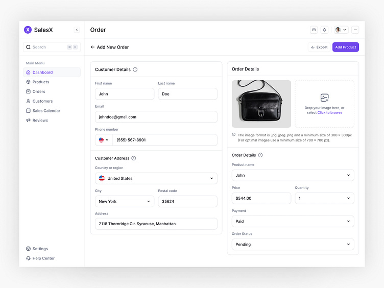 Add New order dashboard screen by Wolfpixel Agency on Dribbble