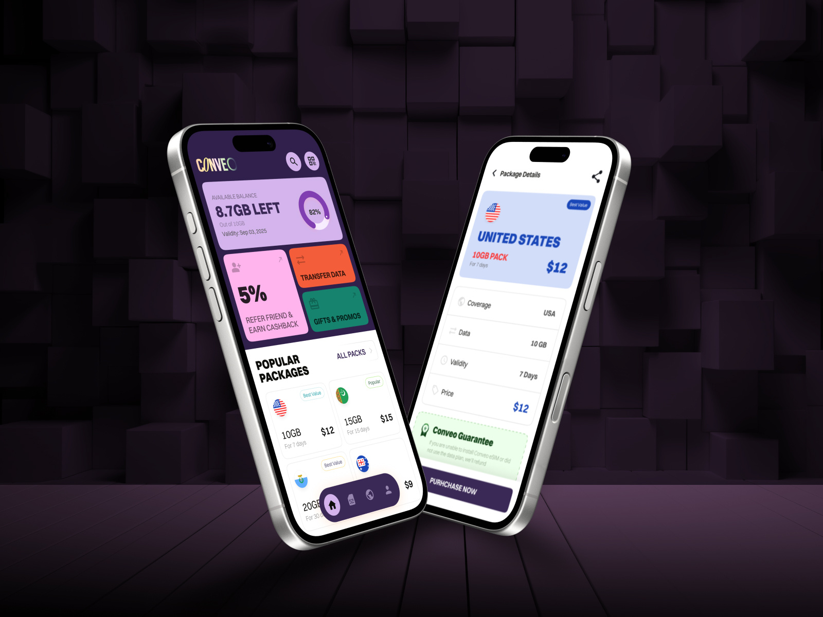 Conveo - Global eSim App by Asiq M. for Netro Systems on Dribbble