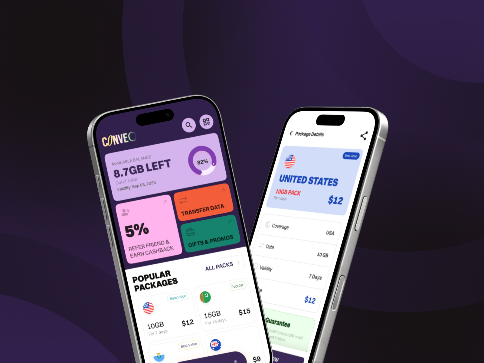 Conveo - Global eSim App by Asiq M. for Netro Systems on Dribbble
