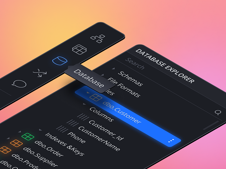 Database explorer UI component by Yana Danilovich on Dribbble