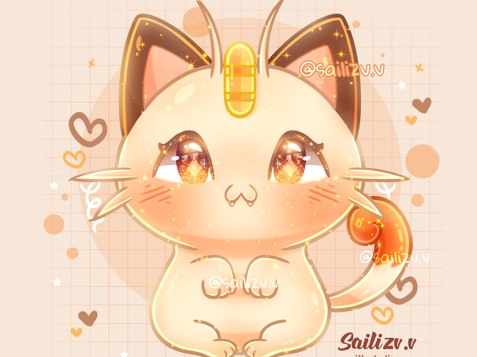 Meowth pokemon Fanart by sailizv.v by Sai Liz on Dribbble