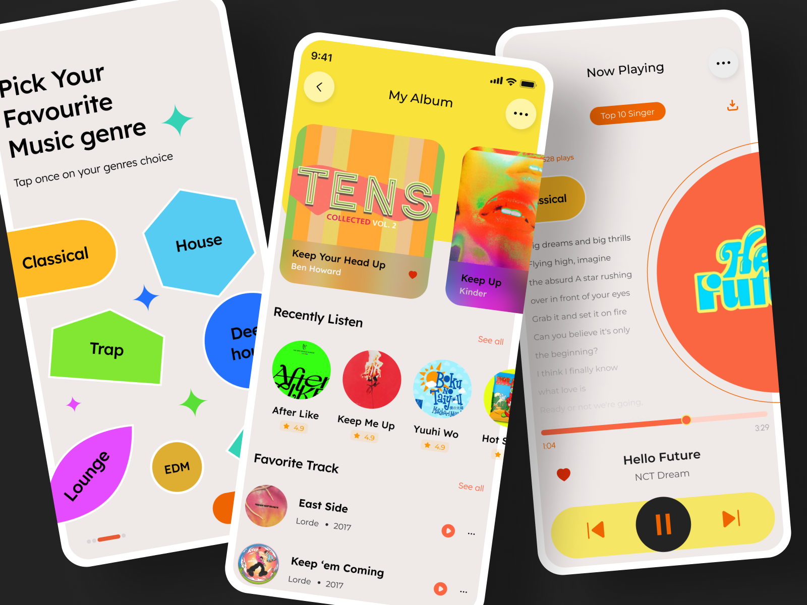 Music player app design mobile app by lazy kar for LazyInterface UI UX Team on Dribbble