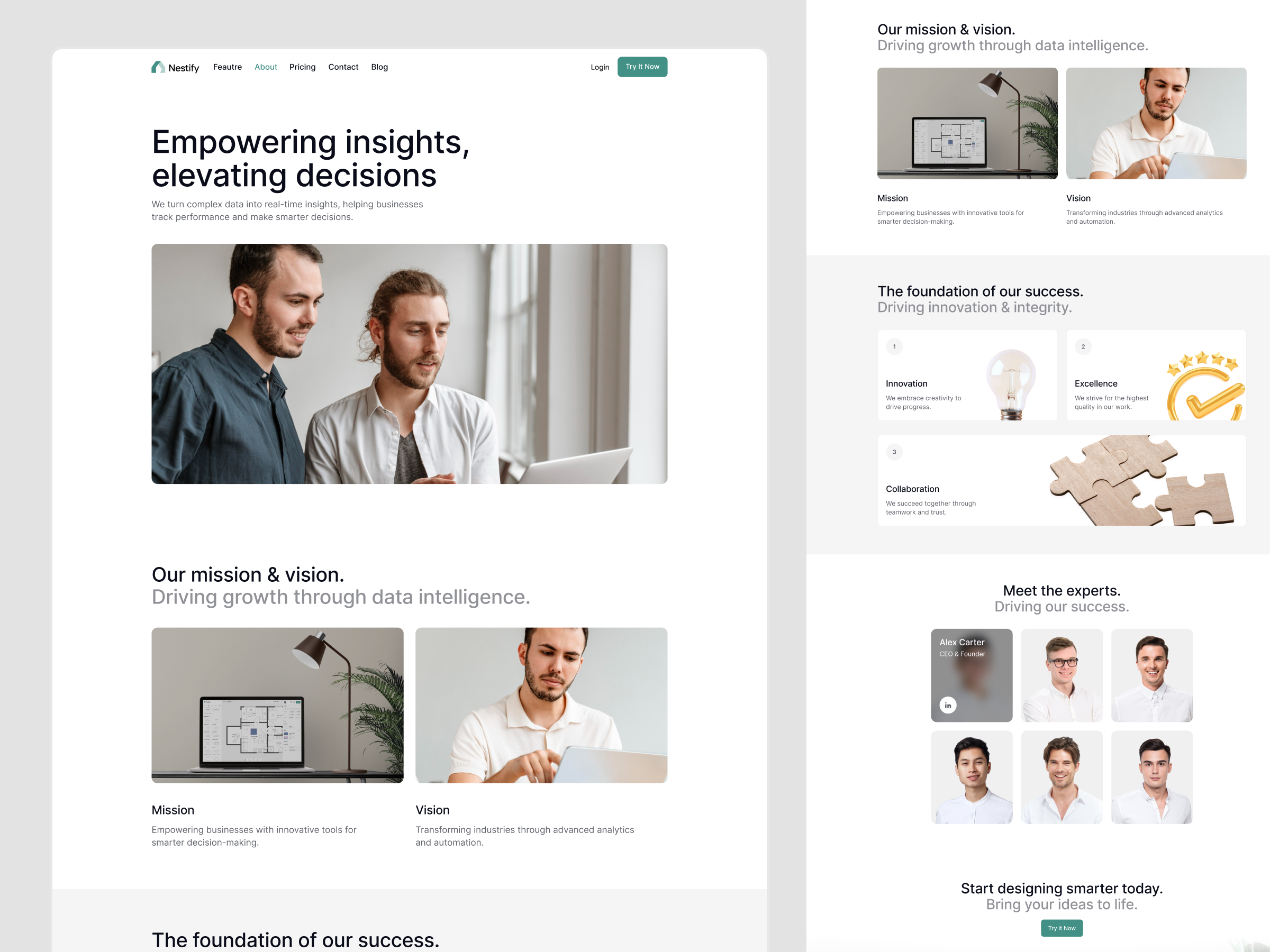 Nestify - Architectural & Interior Drawing [About Us Page] by Hafiza☁️ for Kretya Studio on Dribbble