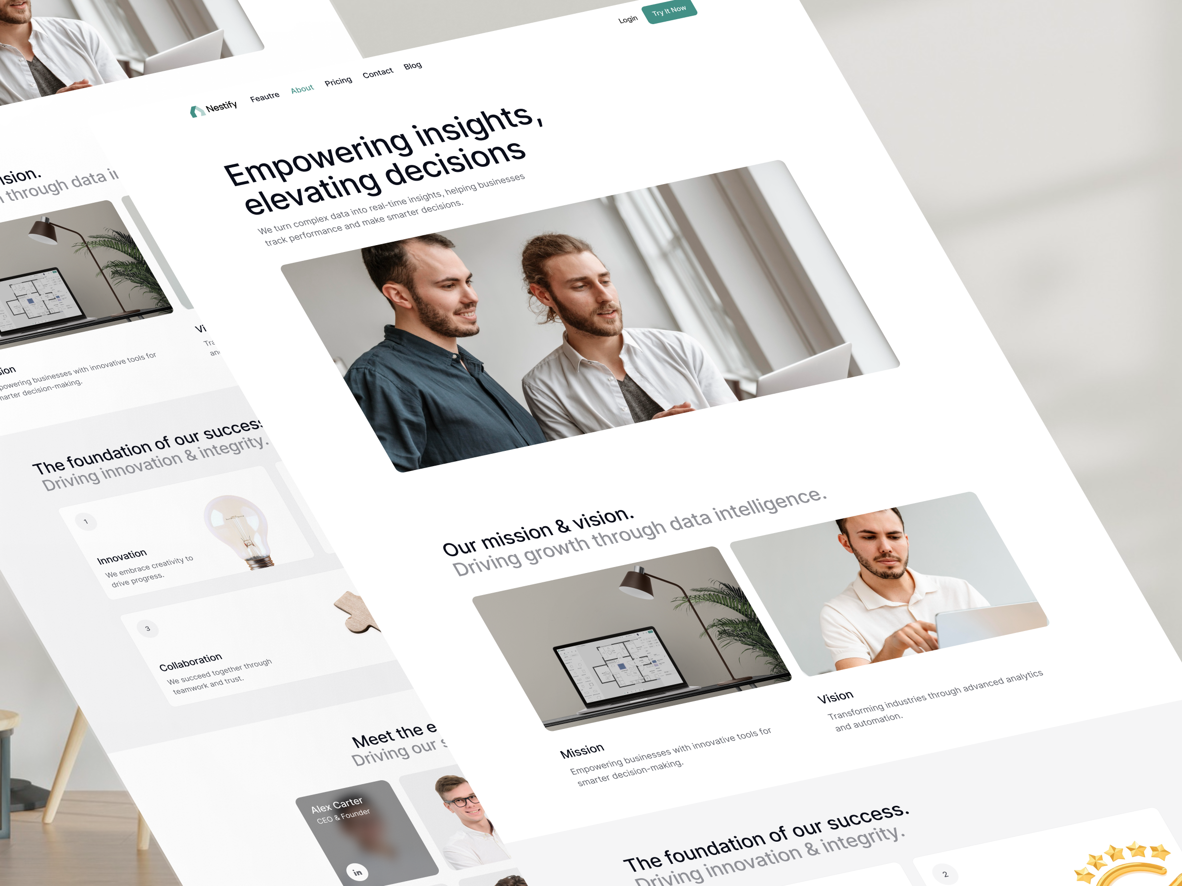 Nestify - Architectural & Interior Drawing [About Us Page] by Hafiza☁️ for Kretya Studio on Dribbble