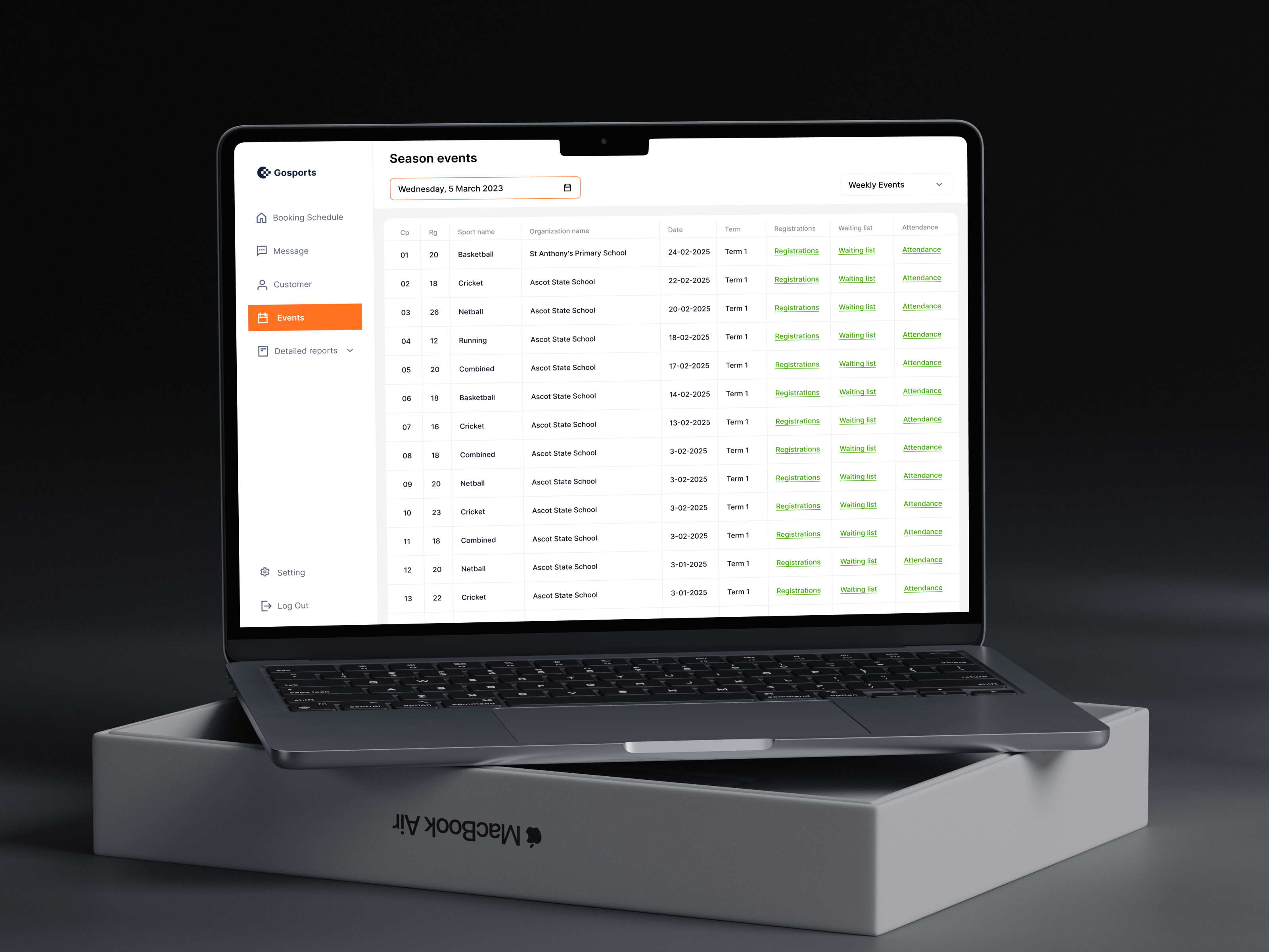 Gosports - Event Booking List Dashboard - Sports UI Design by Shahid ...
