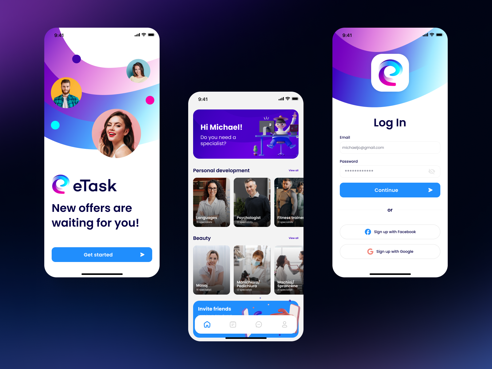 eTask - Ui/Ux App design by Nicu Zaporojan on Dribbble