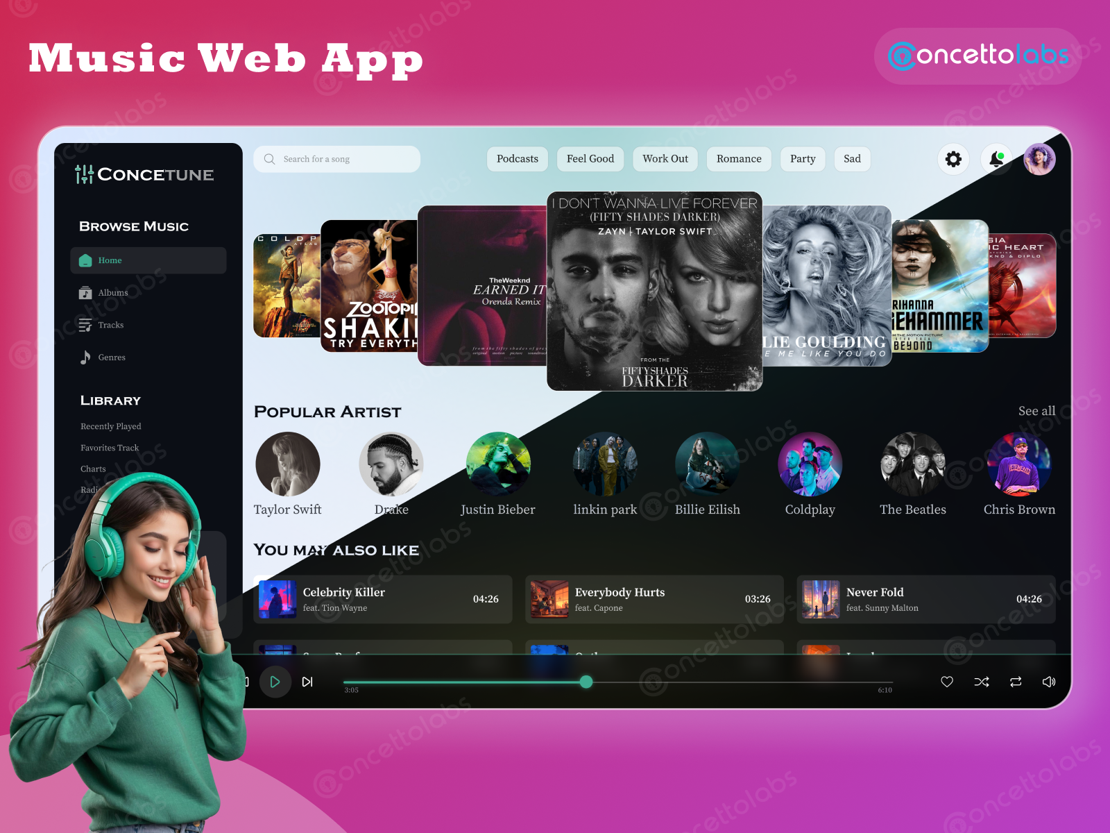 Music Web App by Concetto Labs on Dribbble