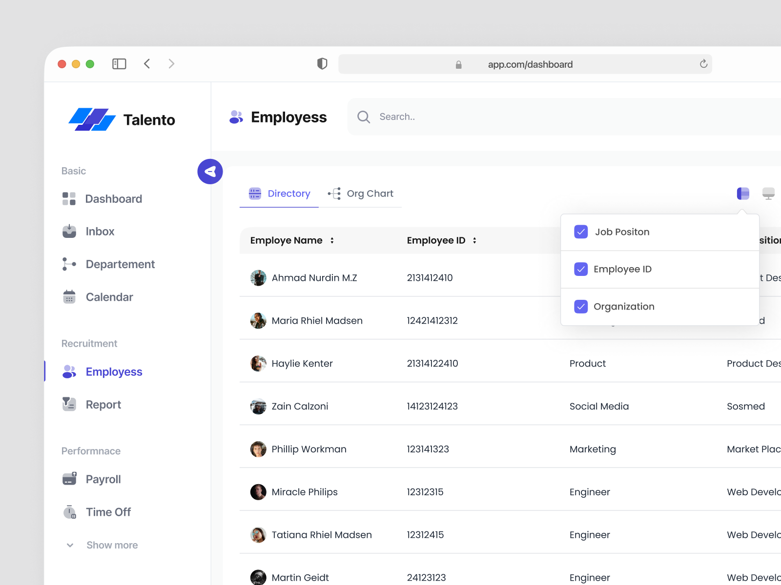 Talento - HR MANAGEMENT [EMPLOYEE PAGE] by Habibi 🤖 for Kretya Studio ...