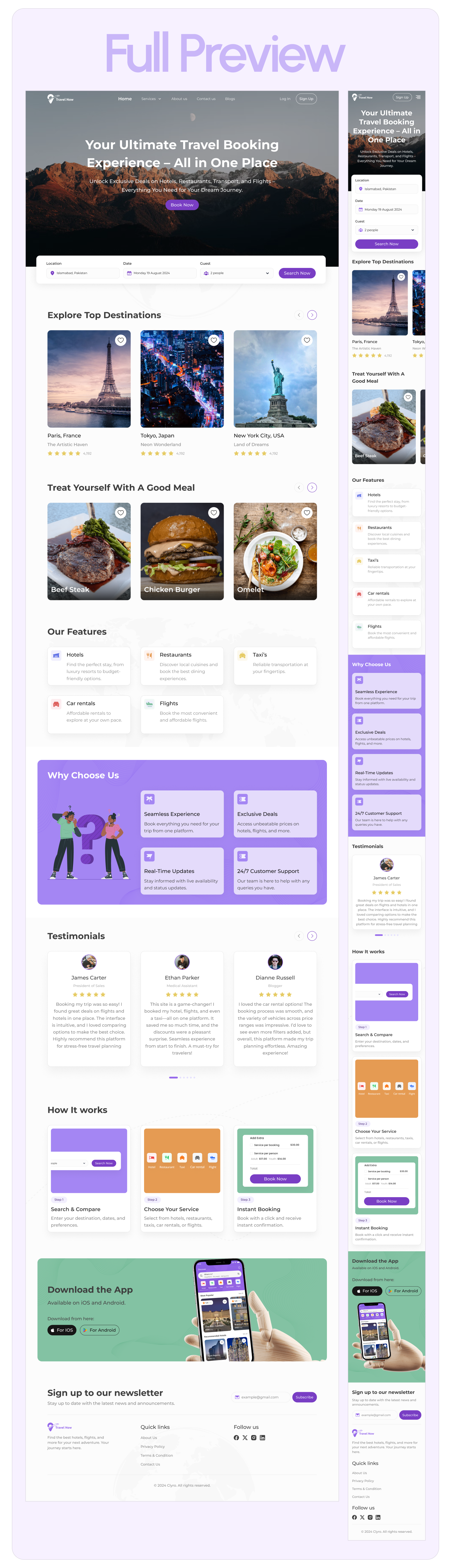 Travel Booking Landing Page UI/UX Web Design by Clyro: UI/UX Design ...