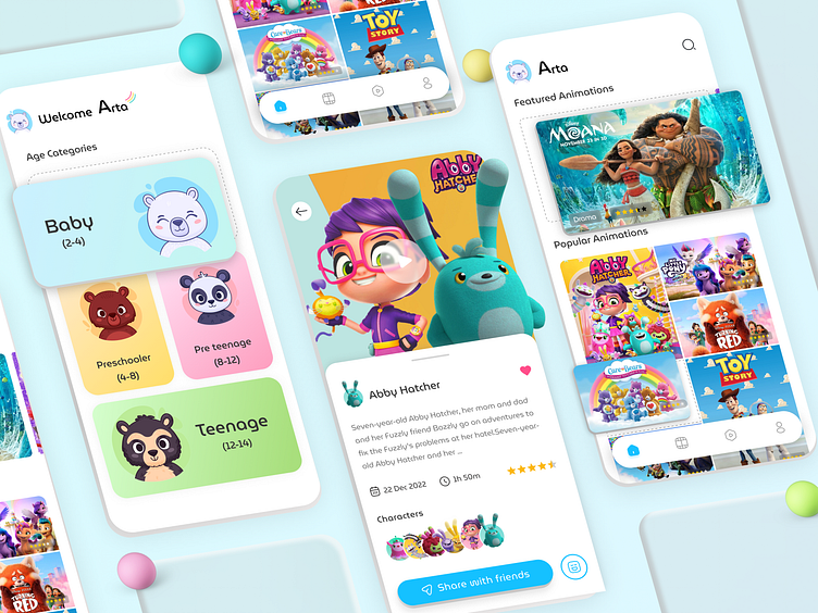 Kids animation streaming app by Saina for Duxica on Dribbble